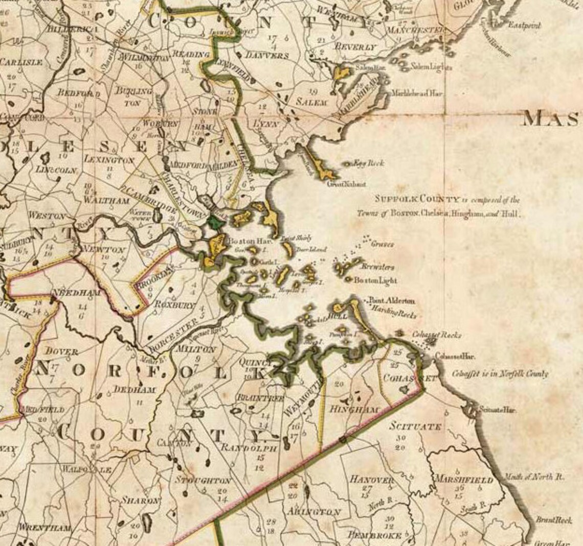 Massachusetts 1801 Map by Carleton Old Map Reprint MA | Etsy