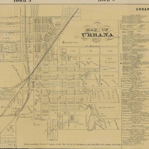 Champaign County Ohio 1858 - Old Wall Map Reprint With Homeowner Names - Farm Lines - Etsy