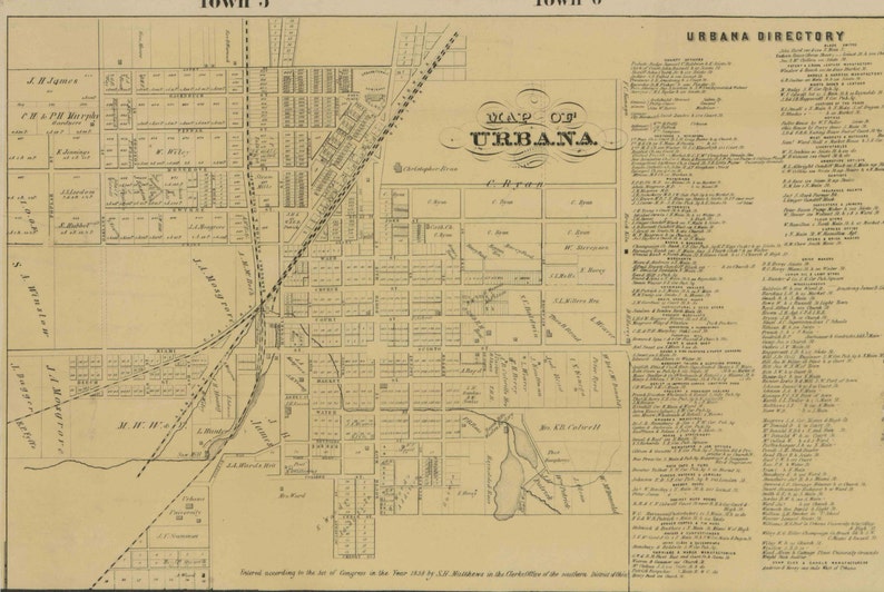 Champaign County Ohio 1858 Old Wall Map Reprint With - Etsy