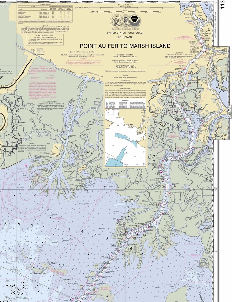 Point Au Fer & Marsh Island 2012 Nautical Old Map Reprint - Etsy