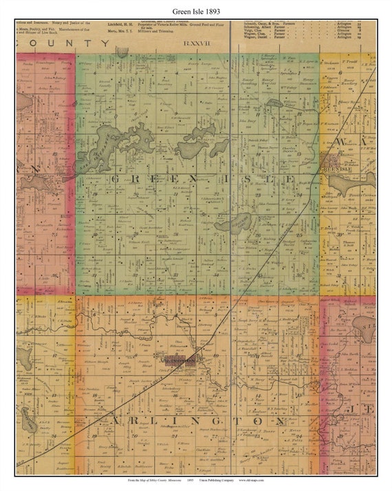 Green Isle 1893 Old Town Map With Homeowner Names Minnesota | Etsy