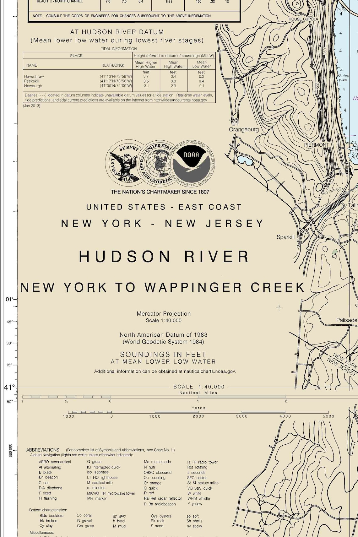 Hudson River NYC Wappinger Creek 2013 Nautical Chart | Etsy