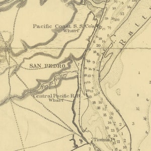 San Pedro Harbor 1883 Nautical Map - Port of Los Angeles - PC Harbors ...