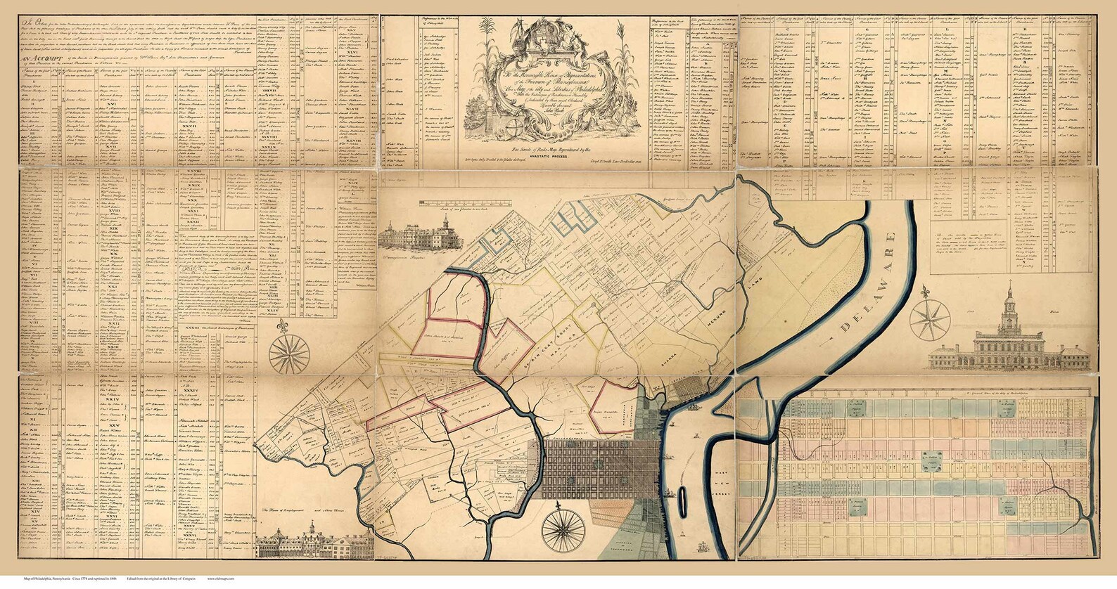 Philadelphia Ca. 1774 Old Map Reprint Republished in 1843 - Etsy