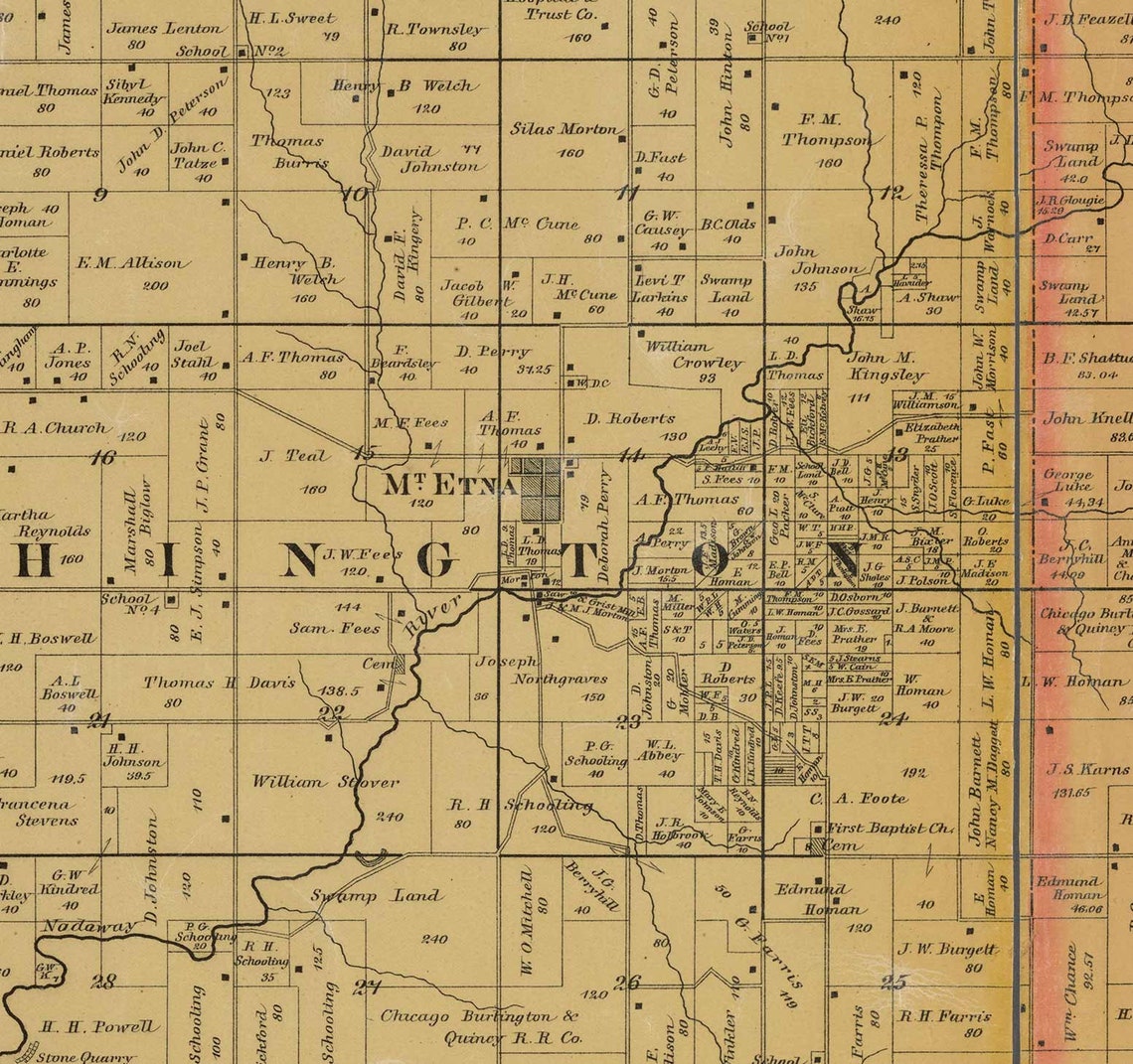 Adams County Iowa 1884 Old Wall Map with Landowner Names Farm | Etsy