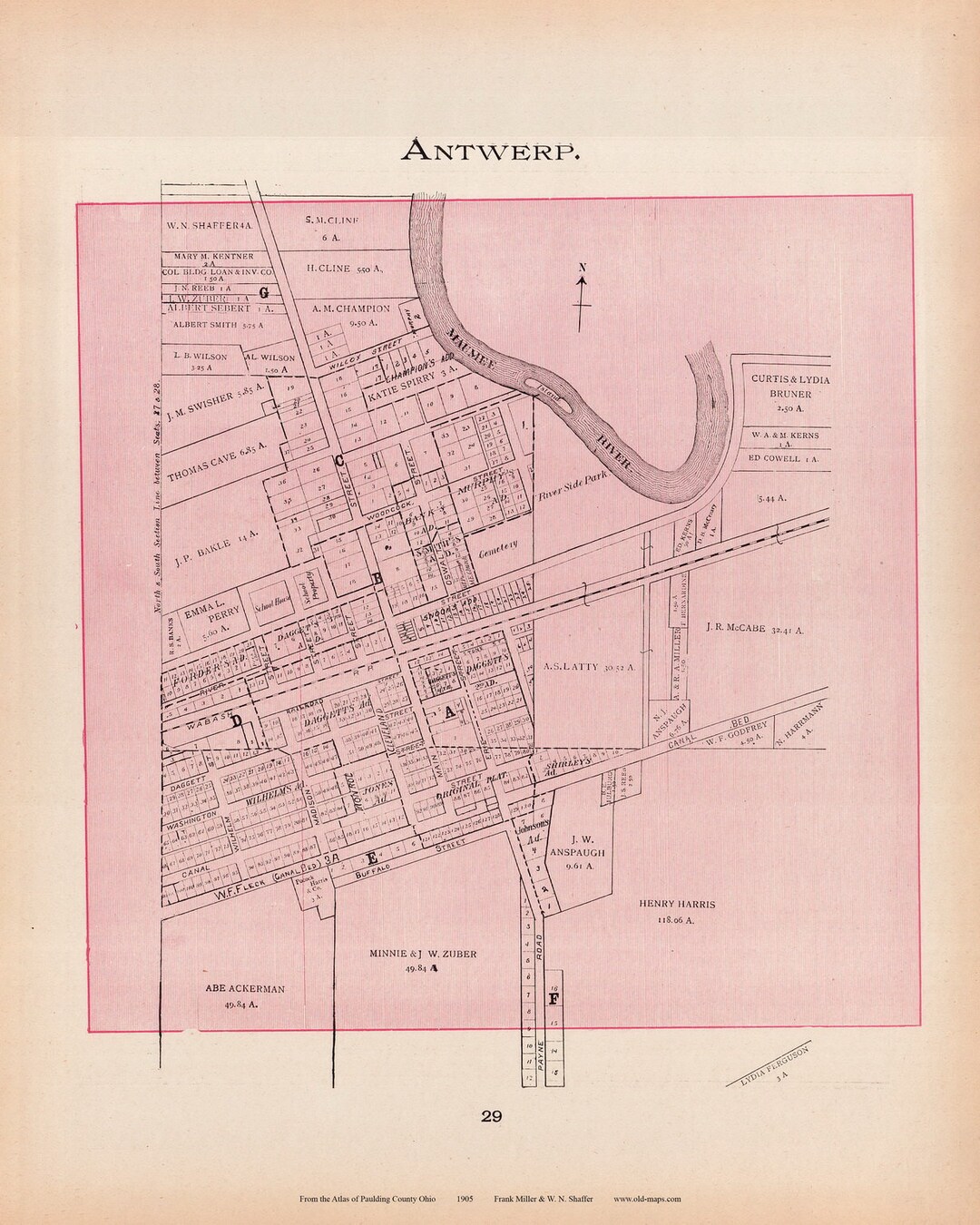 Antwerp Village 1905 - Old Town Map Reprint - Paulding County Ohio ...