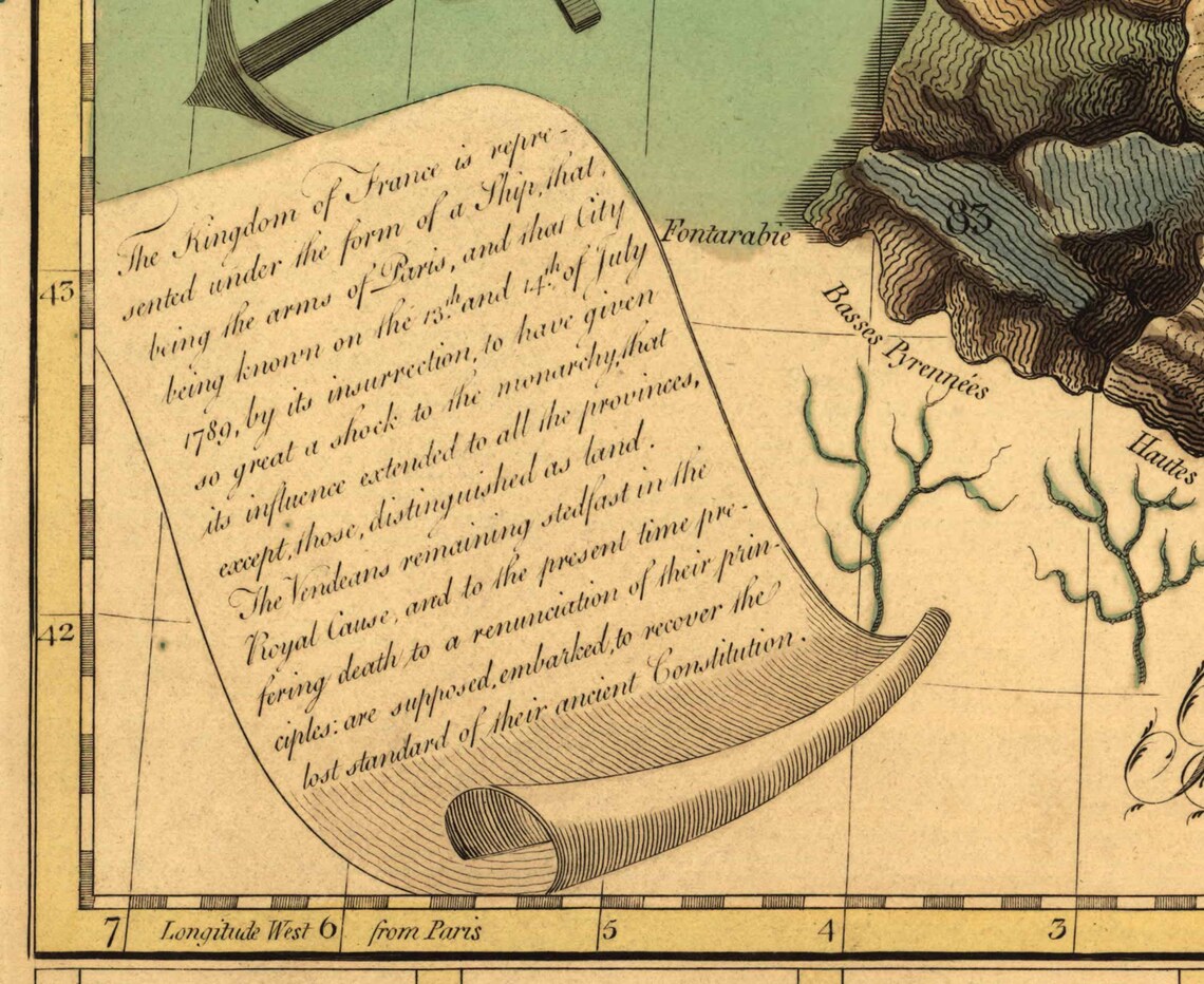 France 1795 France as a Ship Map Only Old Map Reprint - Etsy