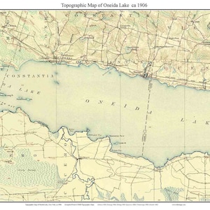 Oneida Lake - Ca 1906 Old Topographical Map - USGS Custom Composite ...