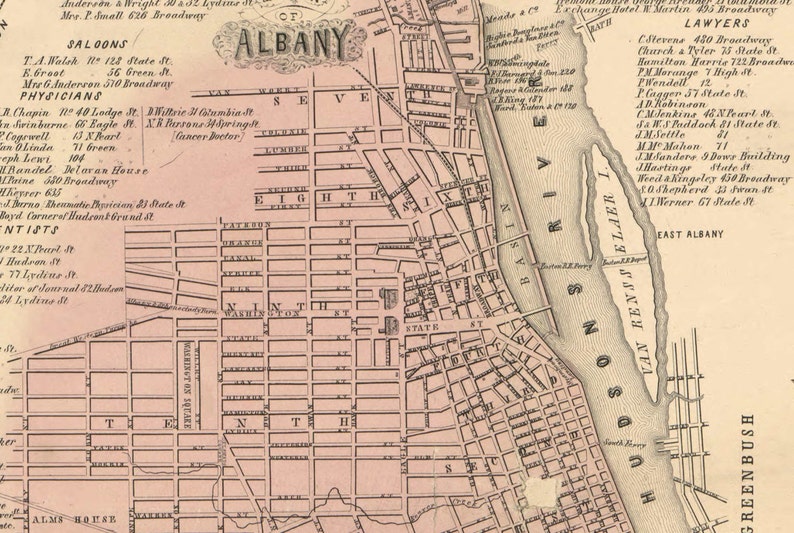 Albany County New York 1854 Old Wall Map Reprint with | Etsy