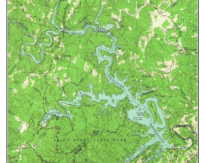 Philpott Lake 1957 Old Map Topo Custom Composite USGS Reprint - Etsy