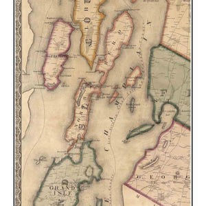 Lake Champlain & the Islands 1857 Map of Towns by Walling Composite Map ...