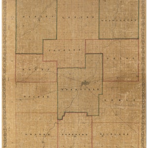 Rush County Indiana 1856 - Old Wall Map Reprint With Landowner Names ...