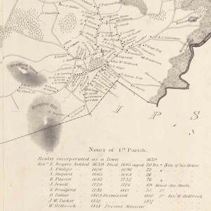 Rowley 1830 - Old Town Map - Homeowner Names Massachusetts Reprint ...