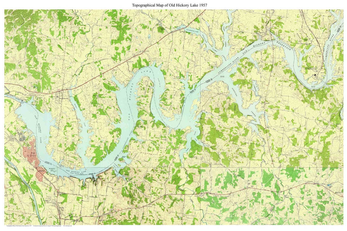 Old Hickory Lake 1957 Old Map Topo Nashville Cumberland River | Etsy