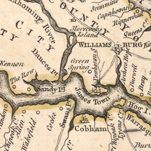 Virginia Tidewater Region 1755 Plantation Names Custom State Map Fry ...