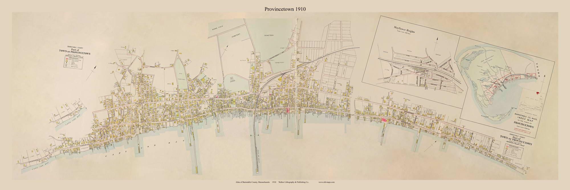 Provincetown 1910 - Old Street Map Custom Reprint - Barnstable Co ...