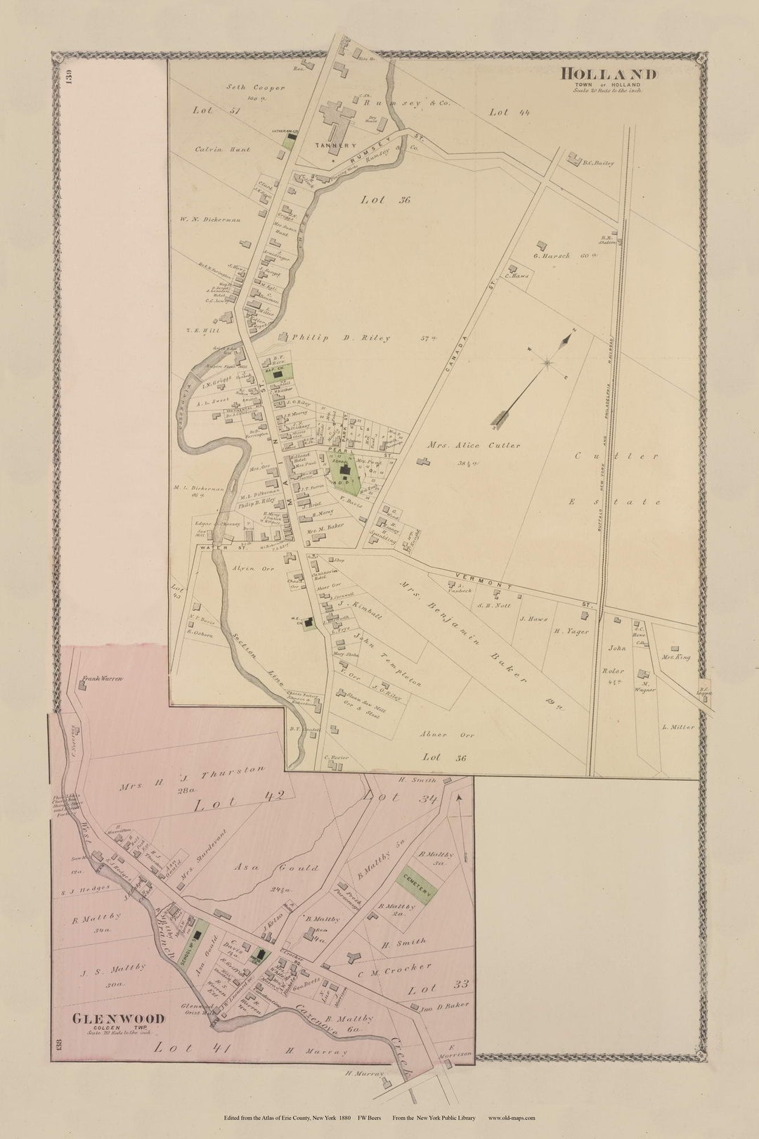 Holland Village 1880 Glenwood Village (colden) Erie County, New York ...