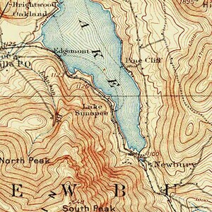 Lake Sunapee - Big Area - Ca 1930 USGS Old Topographical Map Custom ...