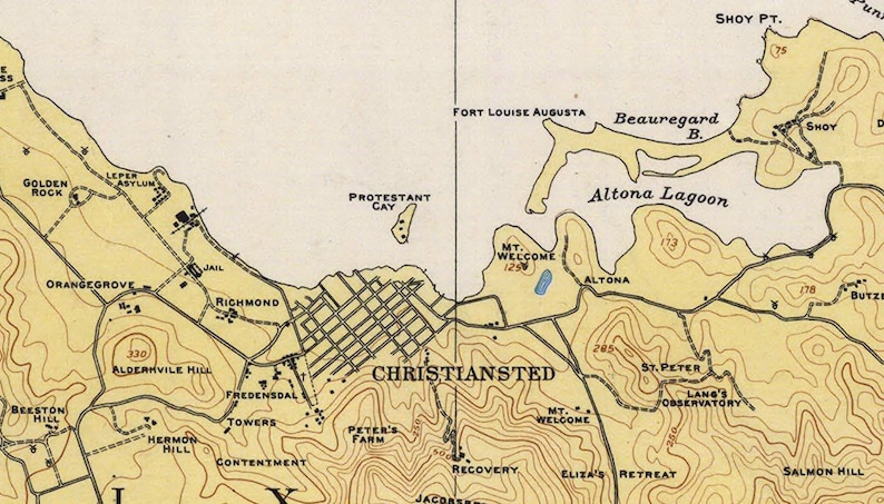 Saint Croix 1923 Topographical Map Virgin Islands Atlantic - Etsy
