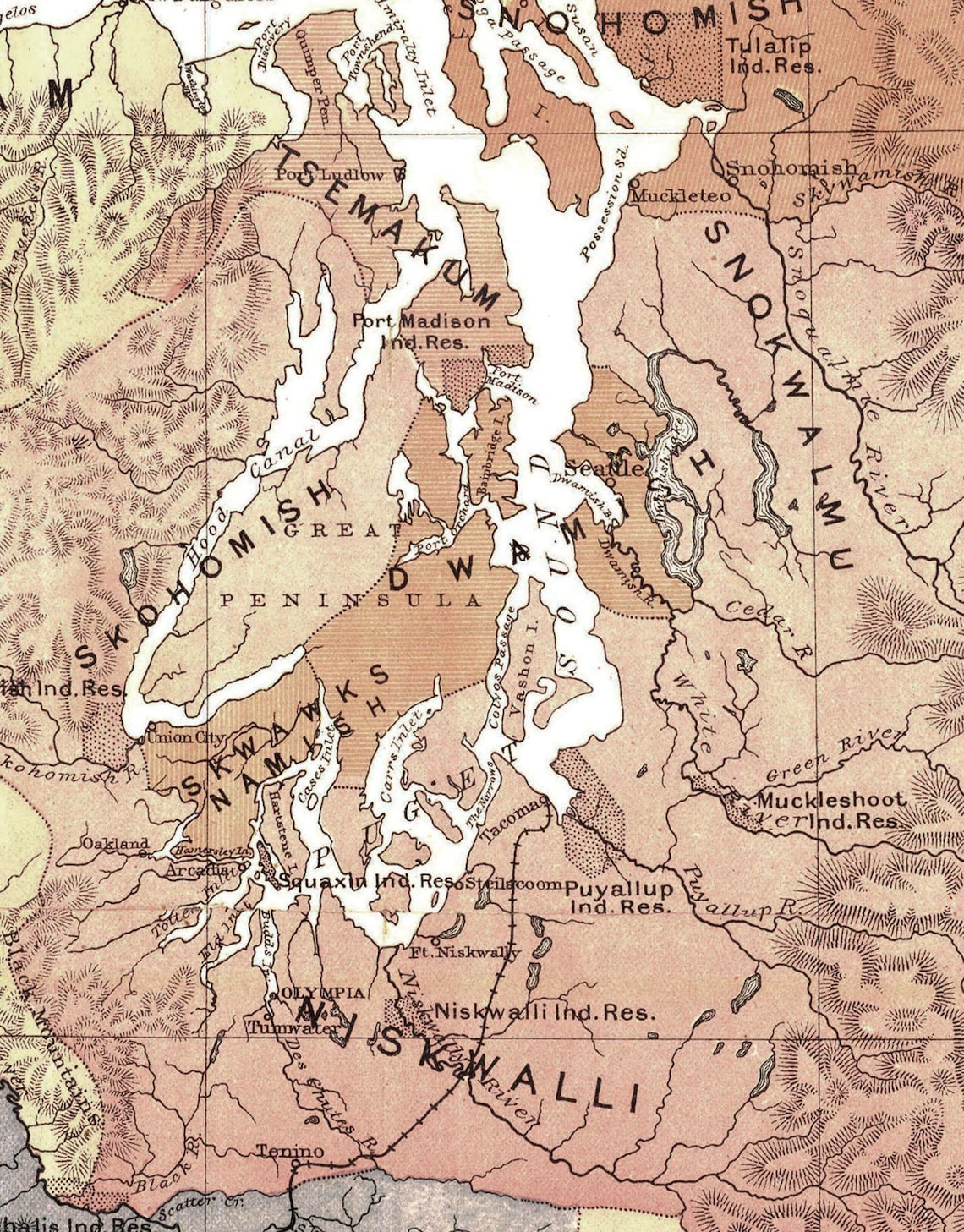 Washington Territory 1876 Indian Tribe Map by George Gibbs - Etsy