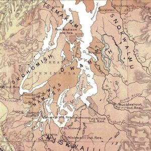 Washington Territory - 1876 Indian Tribe Map by George Gibbs, W.H. Dall ...