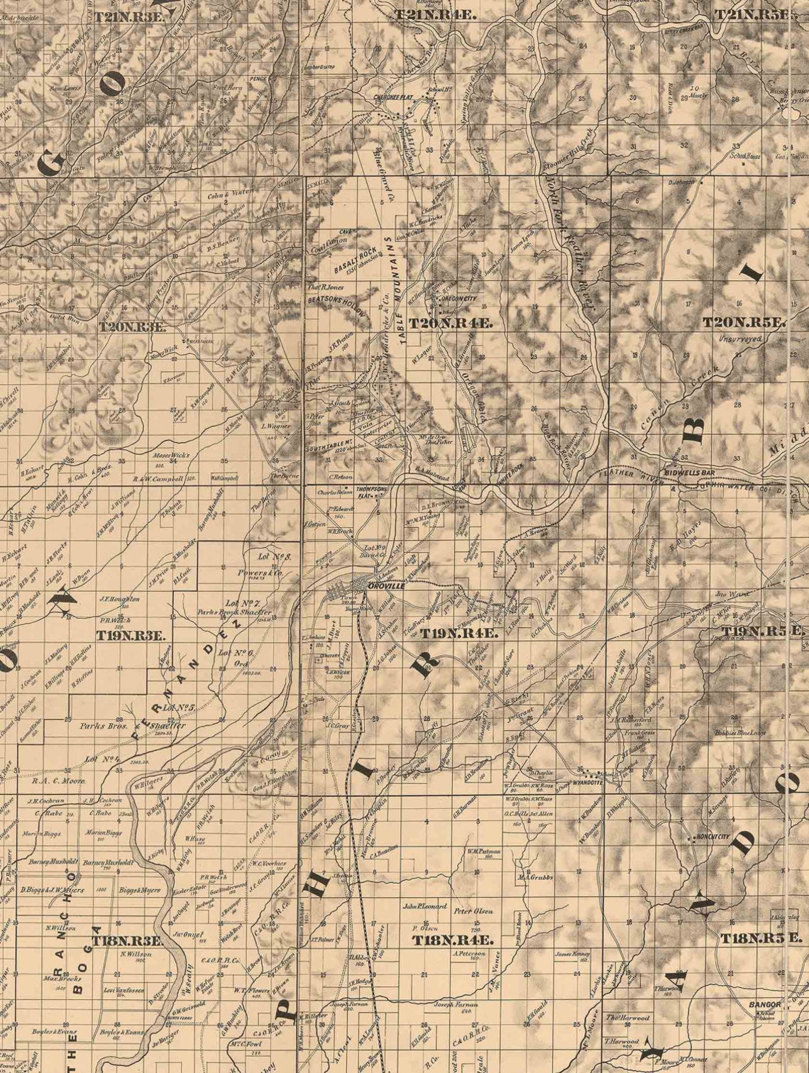 Butte County California 1877 Old Wall Map Reprint With | Etsy