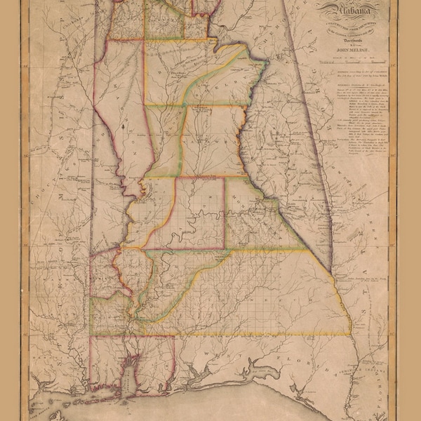 Detailed Map of Alabama - Etsy