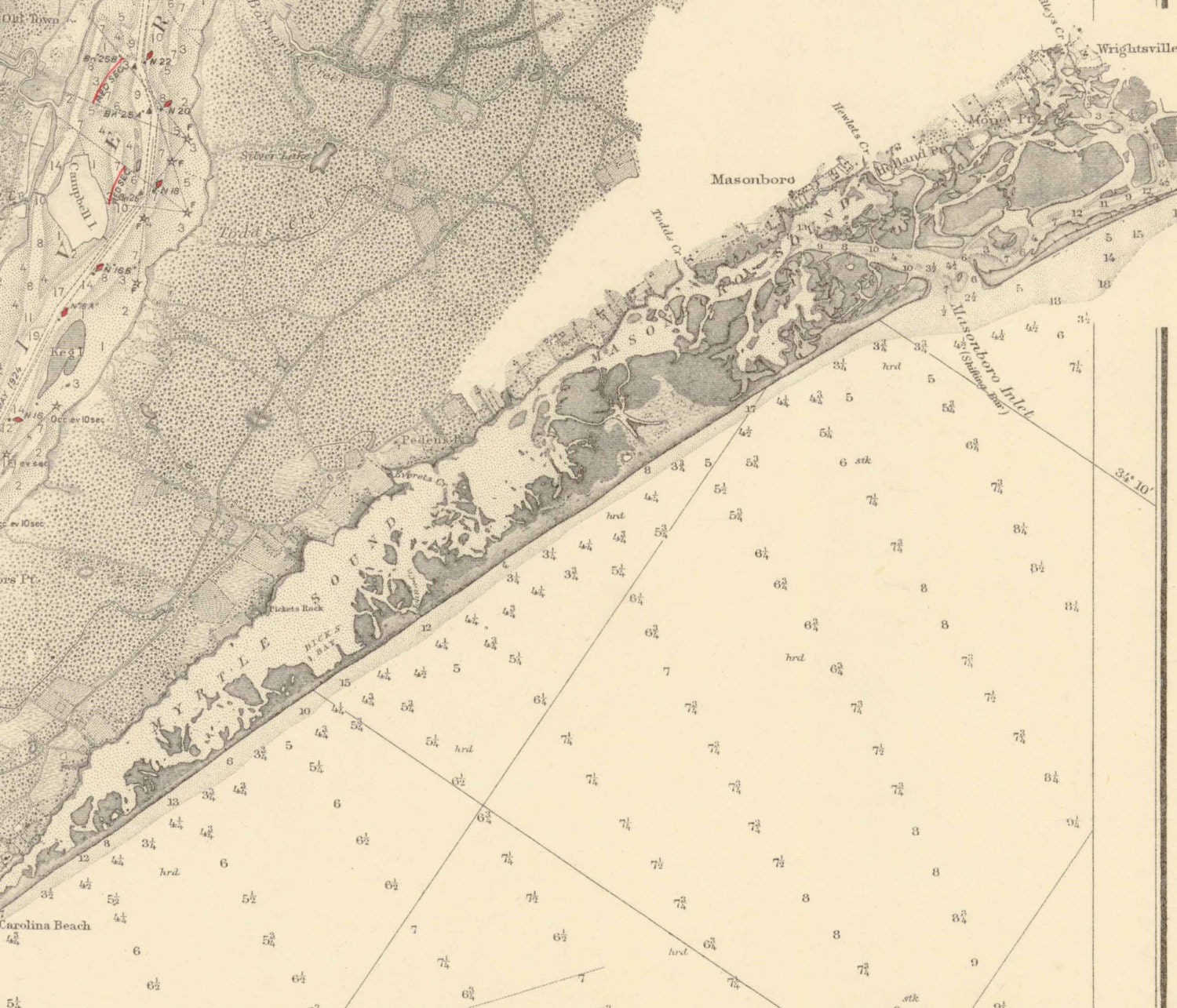 Old Topsail Inlet to Shallotte Inlet Including Cape Fear -1924 North ...