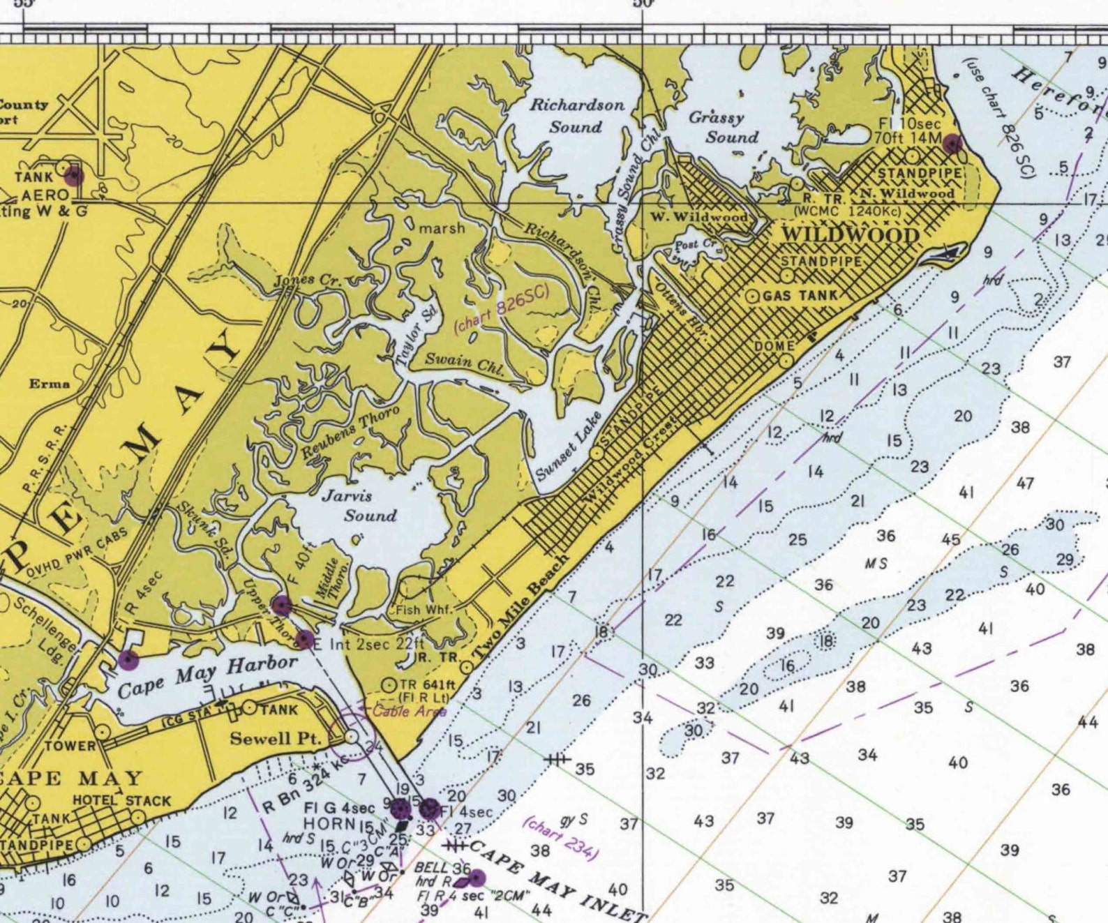 Cape May to Fenwick Island Light 1967 Nautical Map Reprint | Etsy