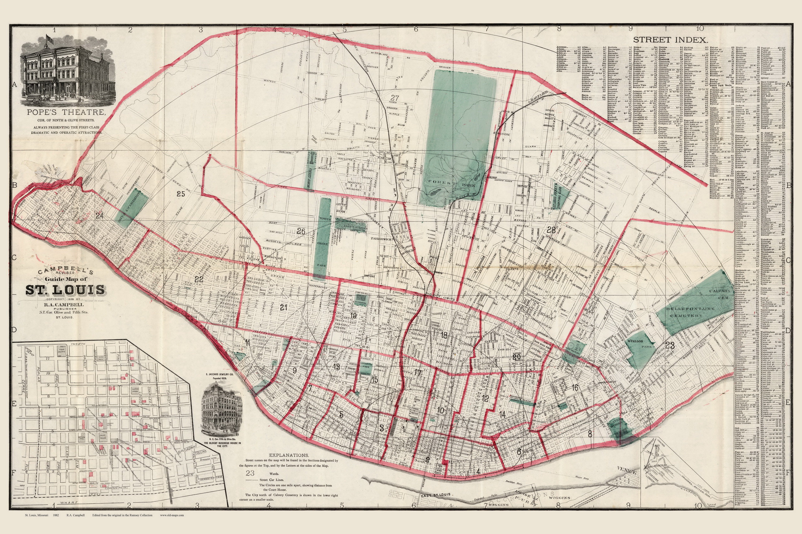St Louis 1882 Old Map Reprint Missouri Cities - Etsy