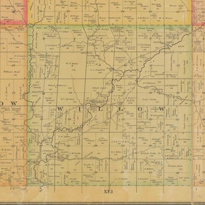 Cherokee County Iowa 1884 Old Wall Map With Landowner Names Farm Lines ...