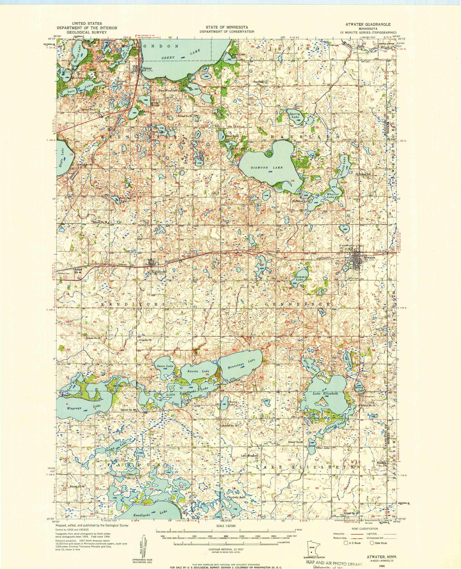 Atwater 1956 1958 Old Topo Map Quad Reprint USGS - Etsy