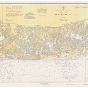Hempstead Bay, NY 1941 Nautical Map - Long Island - Reprint - Harbors ...
