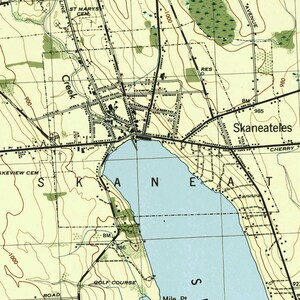 Owasco, Skaneateles and Otisco Lakes - Ca. 1943 USGS Old Topographic ...