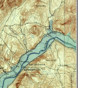 Great Sacandaga Lake 1937 USGS Old Topo Map (close Up) - Reprint ...