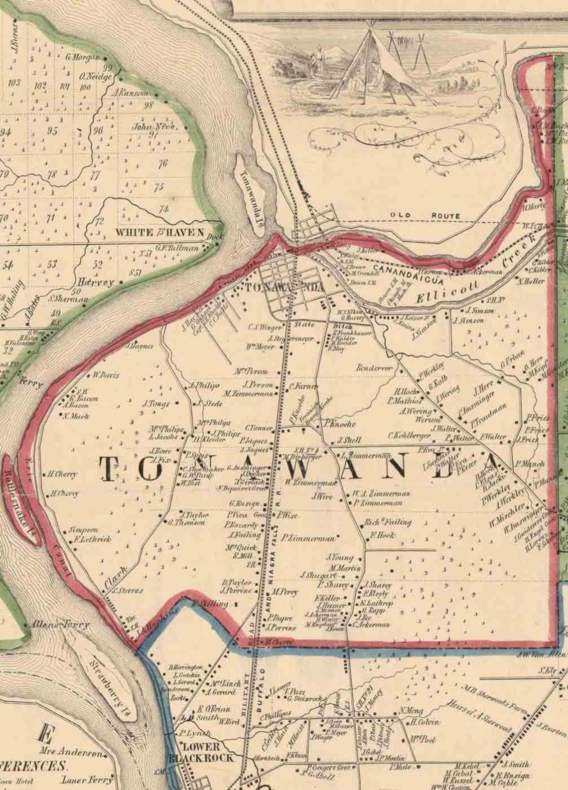 Erie County New York 1854 Old Wall Map Reprint With - Etsy
