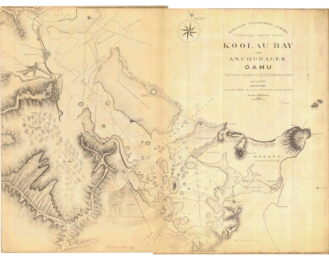 Koolau Bay - 1882 Nautical Map - Hawaii, PC Harbors Oahu Reprint 12047 ...