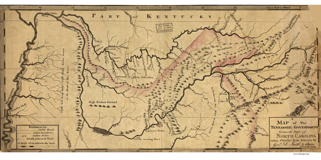 Tennessee 1795 A - State Map by Smith - Old Map Reprint - Etsy