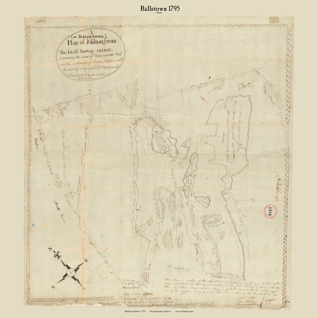 Ballstown (jefferson), Maine 1795 Town Plan - Old Roads Reprint ...