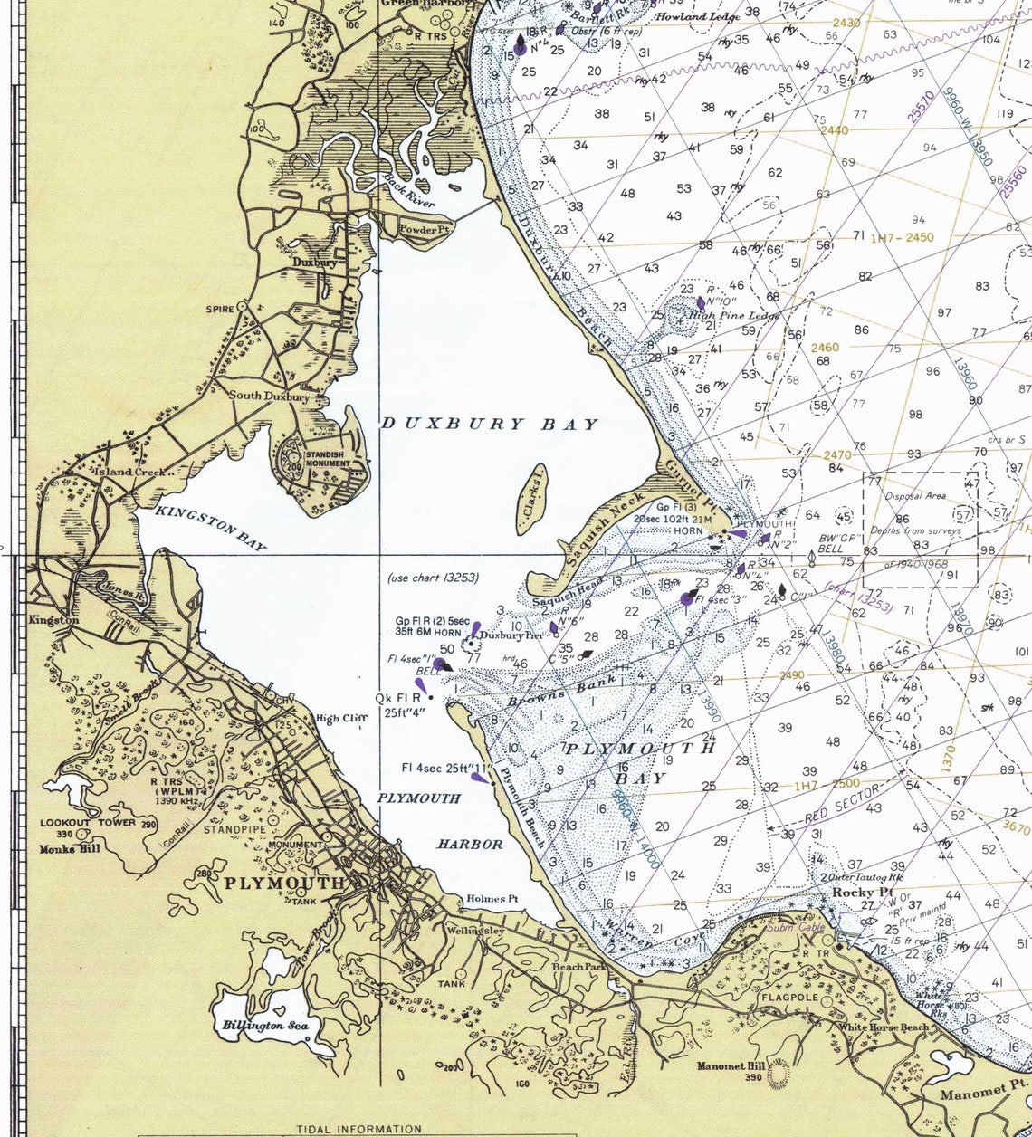 Cape Cod Bay 1978 Nautical Map 80000 AC Reprint Chart - Etsy