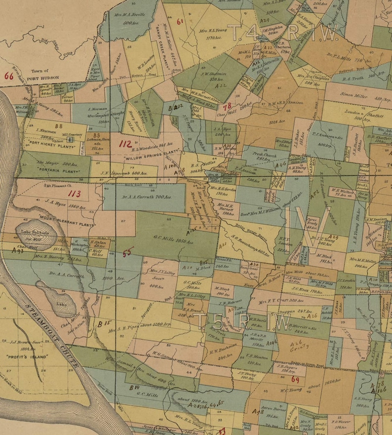 East Baton Rouge Parish Louisiana 1895 Old County Wall Map - Etsy