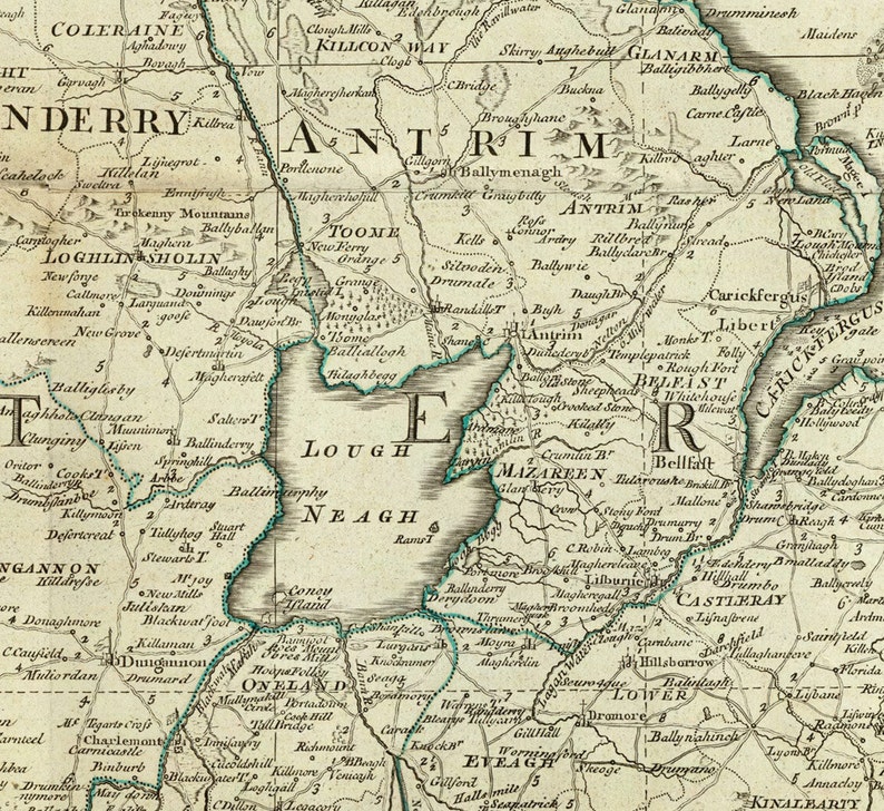 Ulster Province Ireland From 1790 Roque Map Clan Names - Etsy