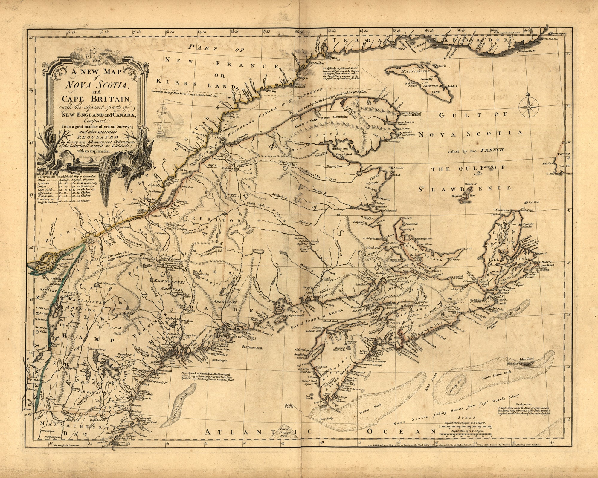 Nova Scotia and Cape Britain cape Breton Maritime Provinces 1755 Old ...