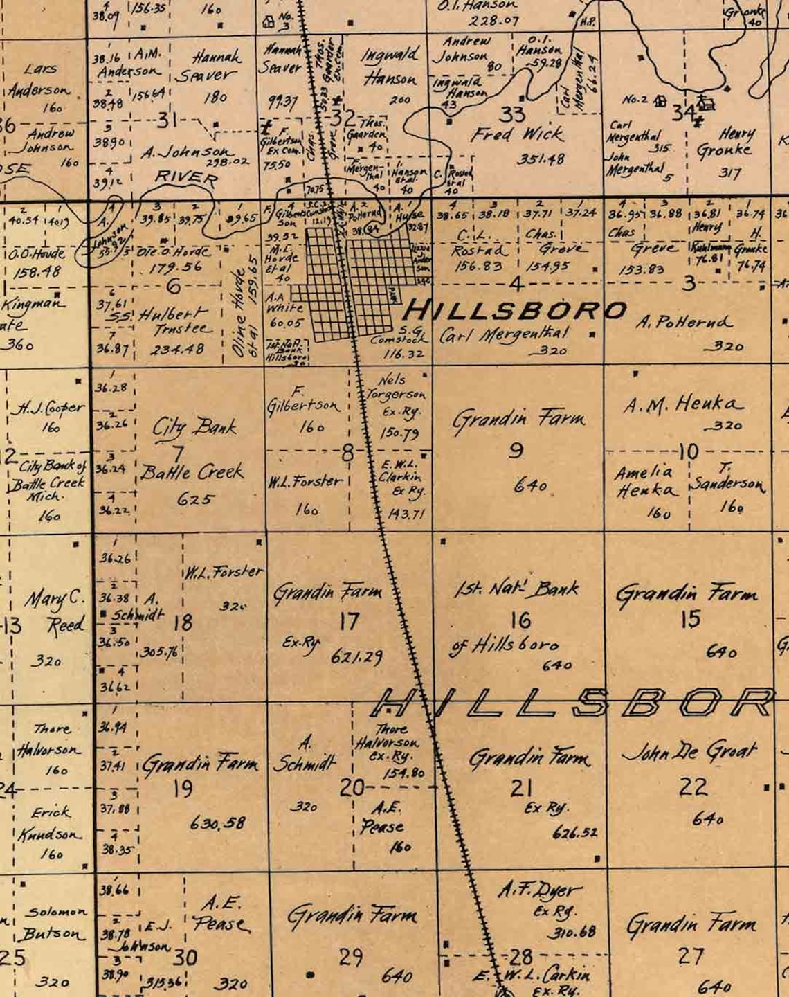 Traill County North Dakota 1900 Old Wall Map With Landowner - Etsy