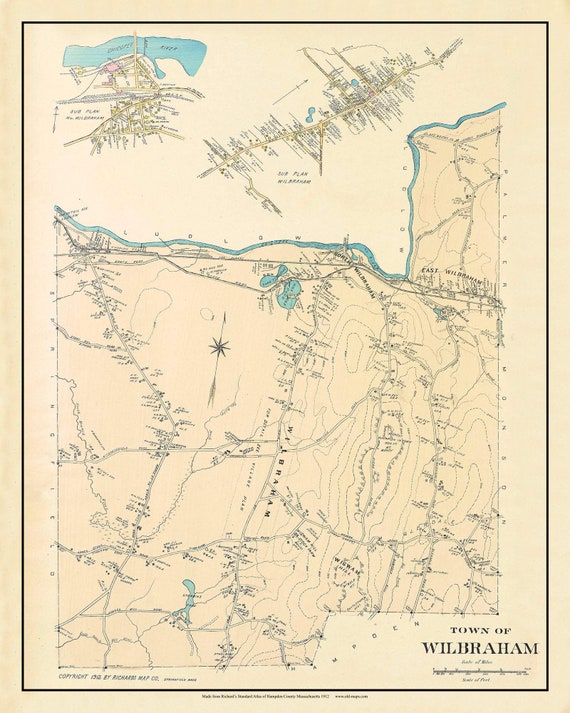 Wilbraham 1912 Old Town Map Custom Reprint Hampden County | Etsy