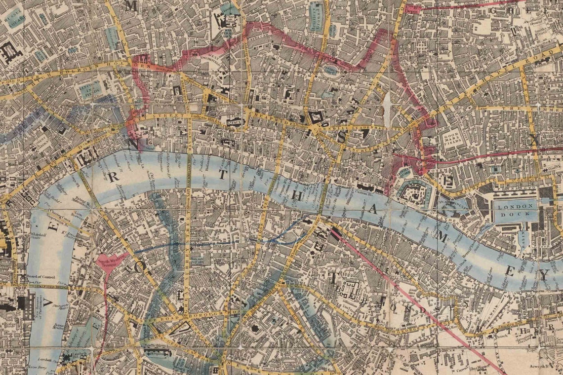London England 1850 Old Map Reprint - Etsy