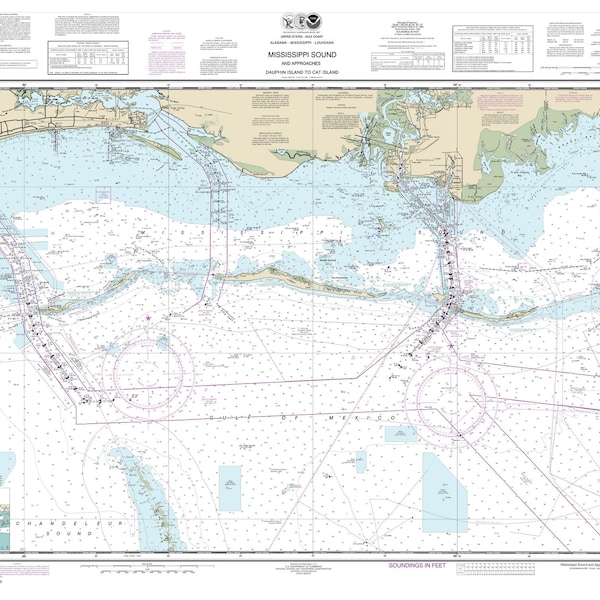 Nautical Map Mississippi Sound - Etsy