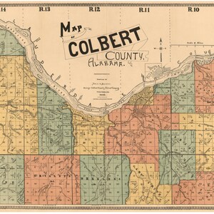 Colbert County Alabama 1896 - Old Wall Map With Landowner Names ...