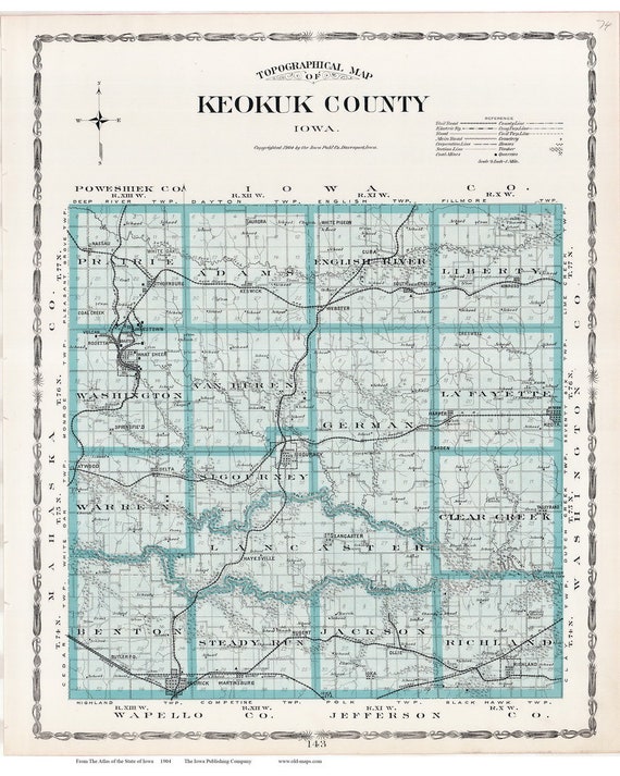 Keokuk County 1904 Old Town Map Reprint Iowa State Atlas - Etsy