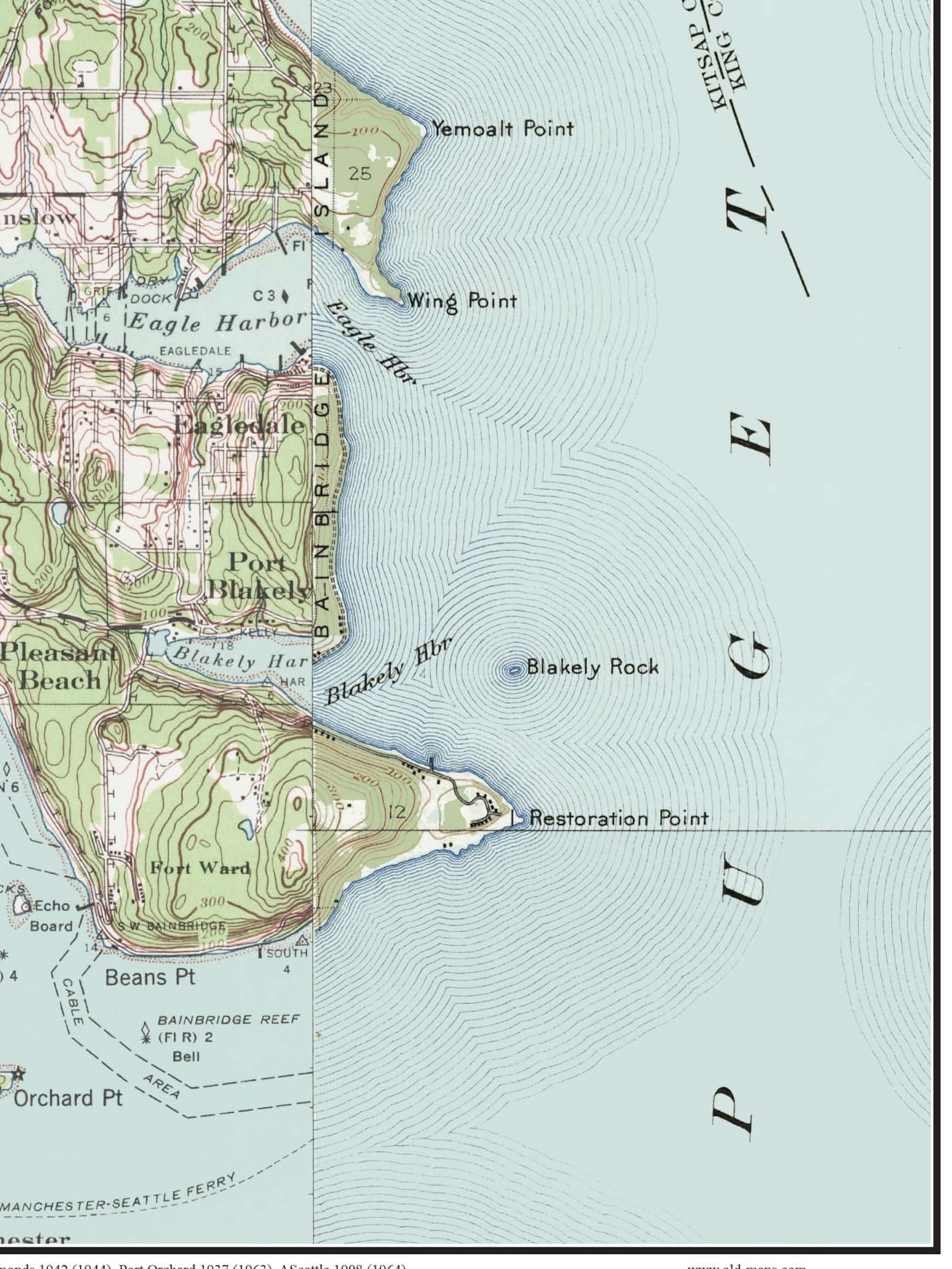 Bainbridge Island Ca. 1937 USGS Old Topographic Map Custom | Etsy